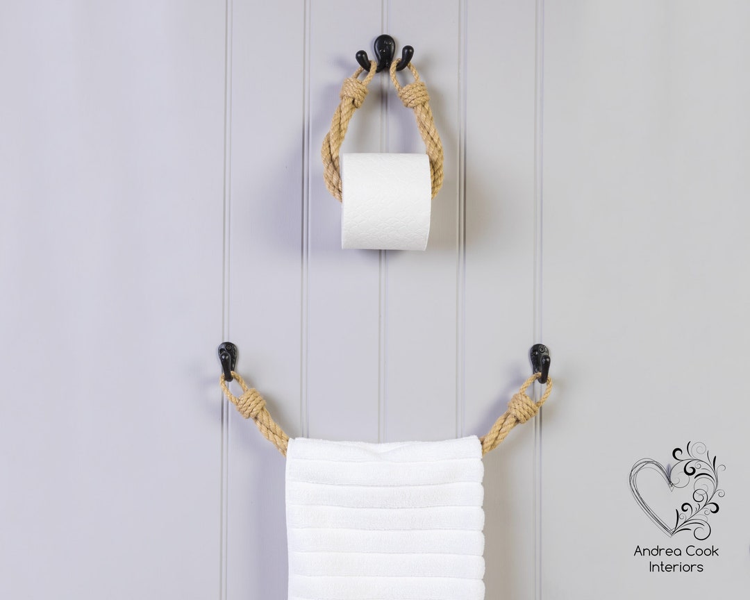 Set of Twisted Beige Rope Toilet Roll Holder and Twisted Beige - Etsy