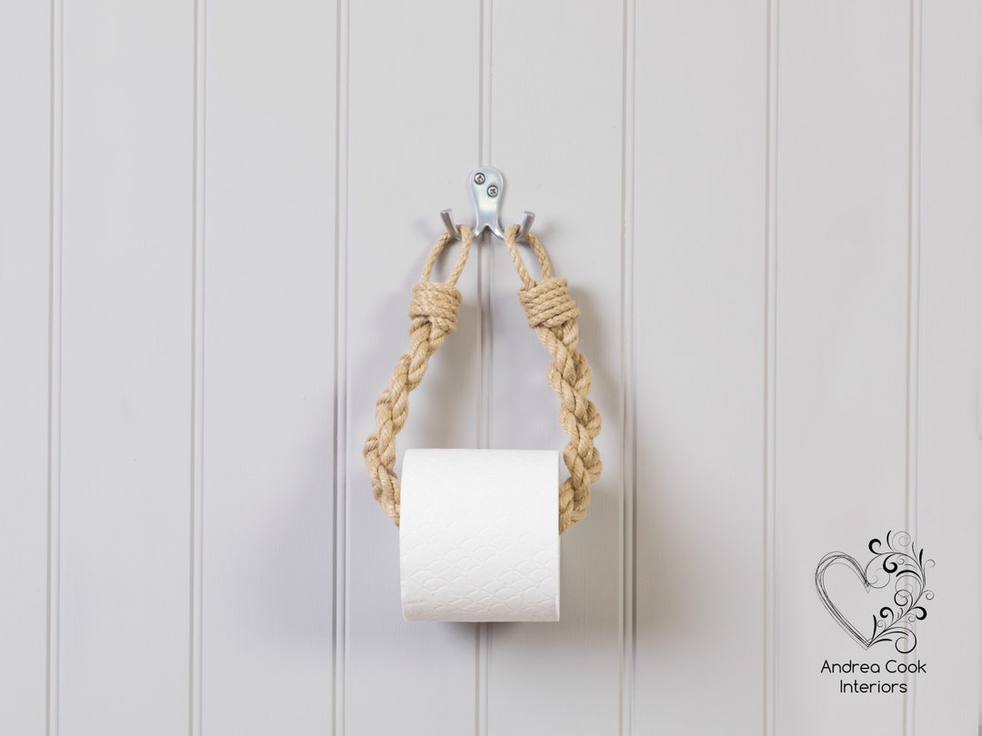 Chunky Braided Beige Rope Toilet Roll Holder - Toilet Paper Holder ...
