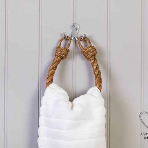 Nautical Towel Holder Rustic Rope Holder Handmade Natural - Etsy