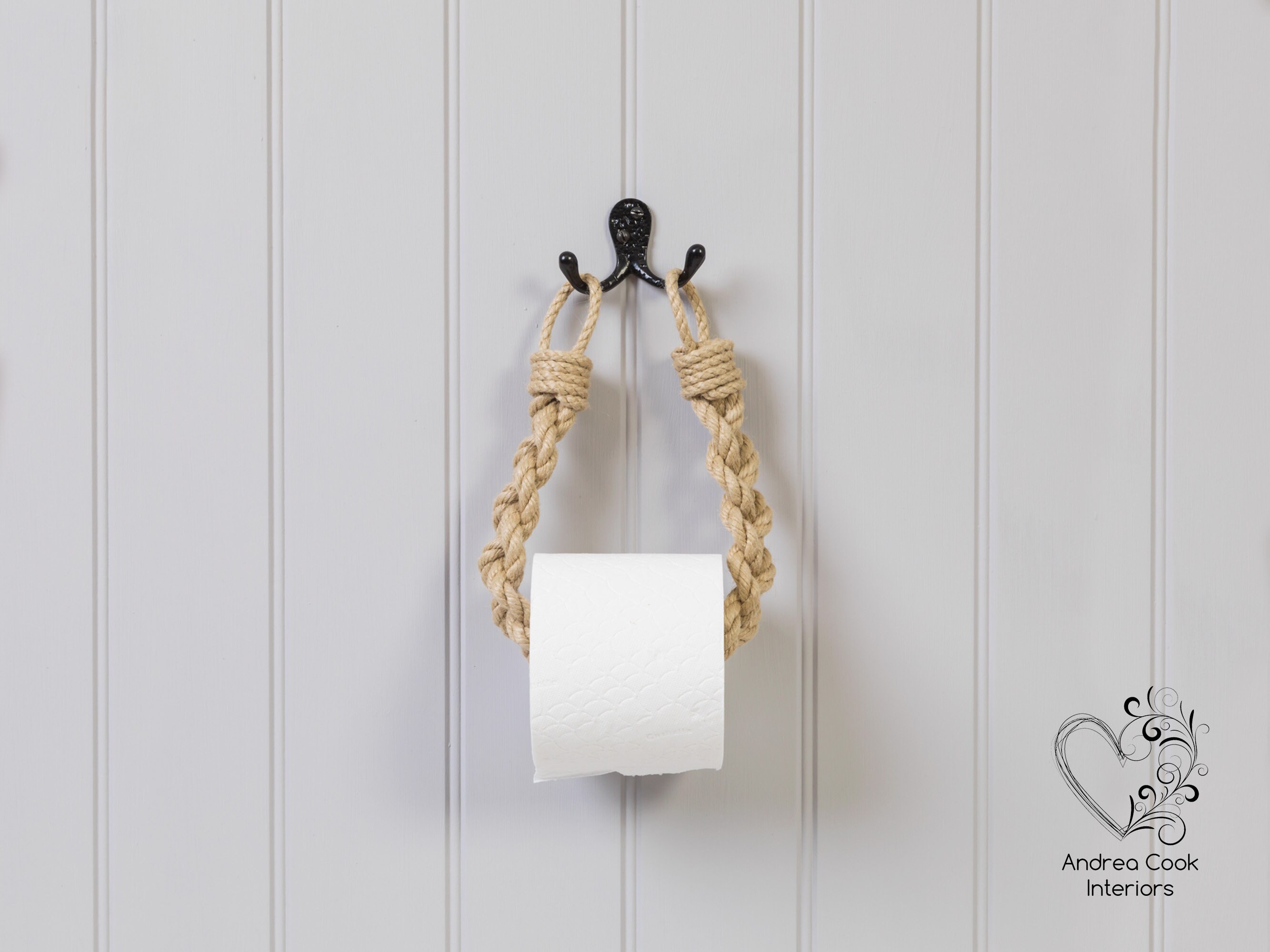 Chunky Braided Beige Rope Toilet Roll Holder - Toilet Paper Holder ...