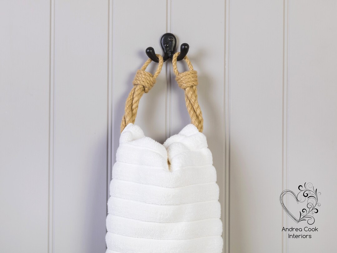 Beige Twisted Rope Hand Towel Holder Nautical Decor Towel - Etsy