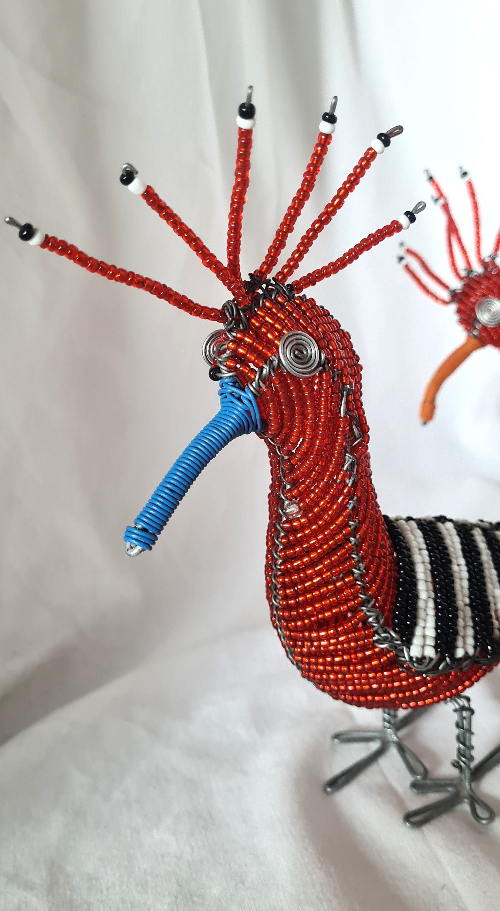 African Beaded Red Hoopoe Bird - Etsy