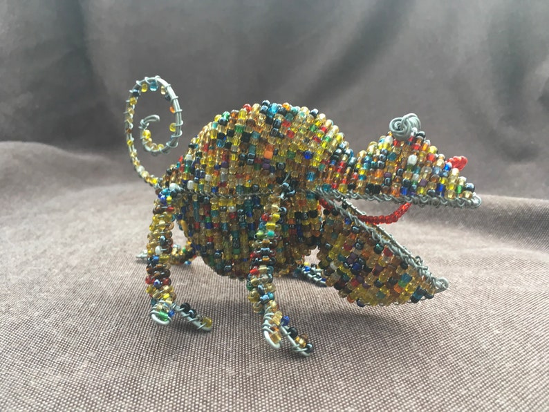 African beaded Chameleon | Etsy
