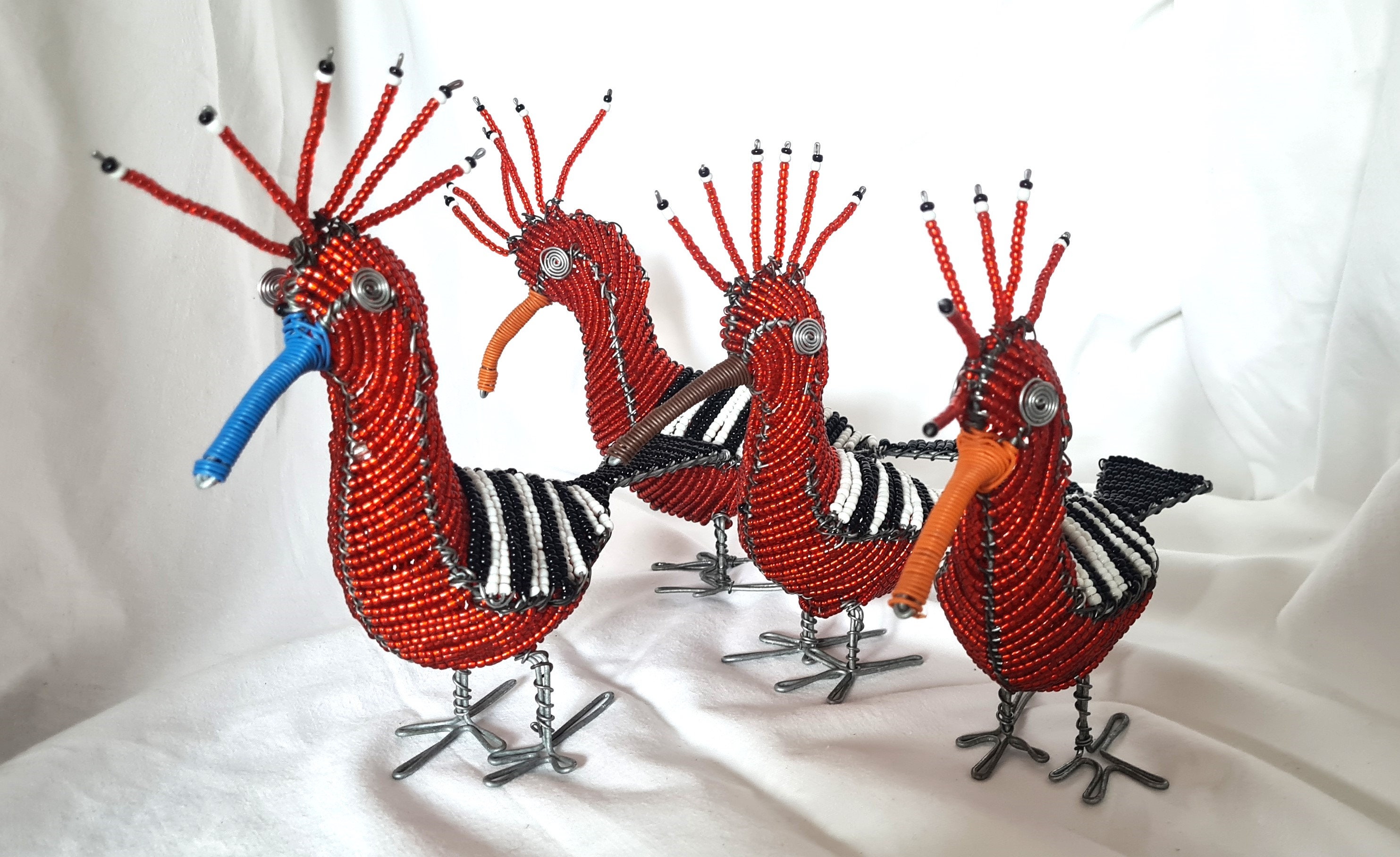 African Beaded Red Hoopoe Bird - Etsy
