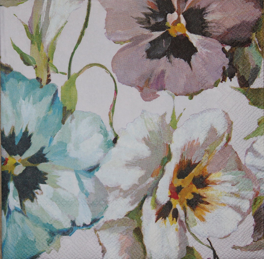4 Paper Napkins for Decoupage,paper Napkins With Big Pansies, Flowers ...