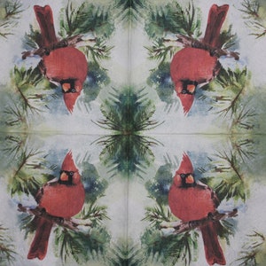4 Paper Napkins for Decoupage,paper Napkins With Parrots&conifer Tree ...