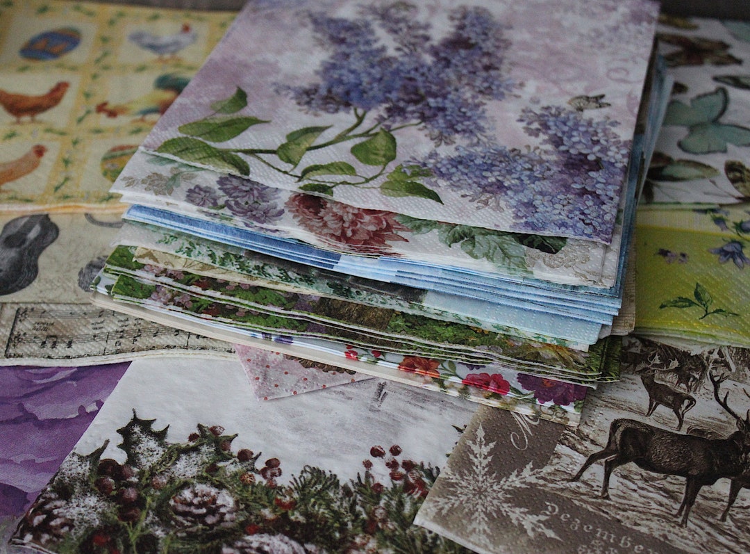 Paper Napkins,12 Different Paper Napkins for Decoupage,decoupage for ...