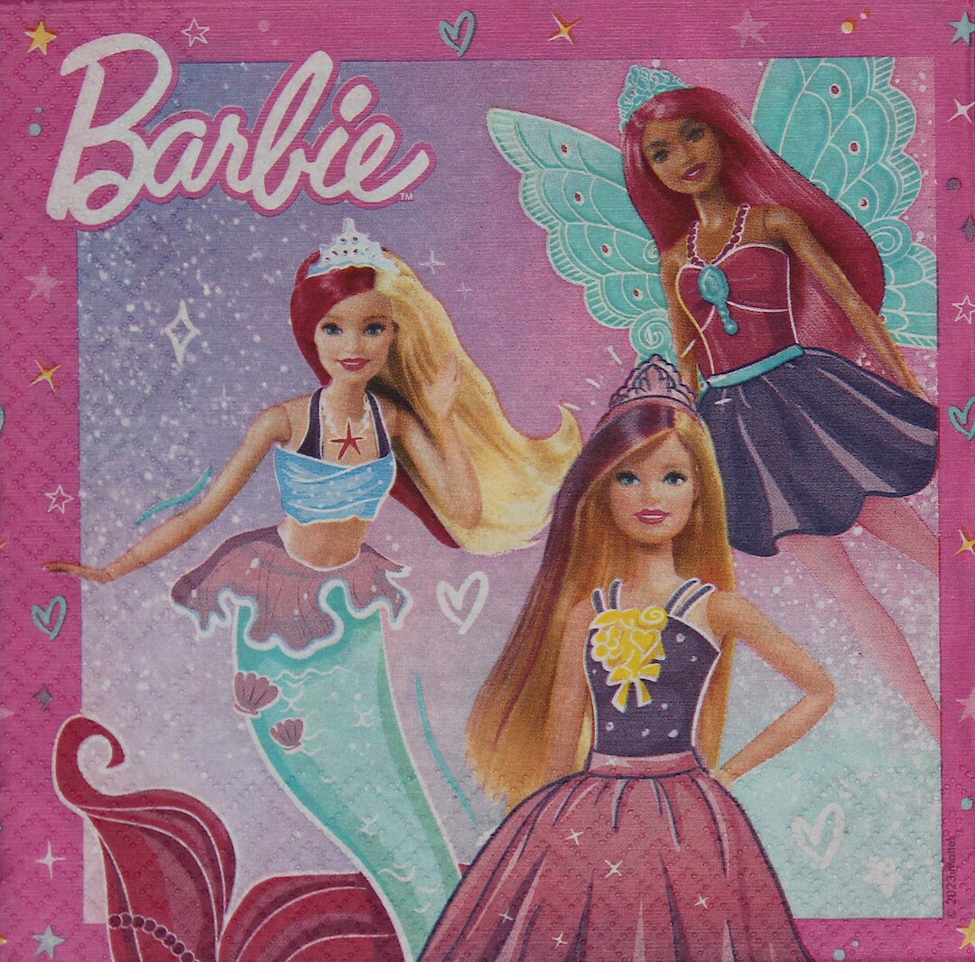 4 Children's Napkins,barbie,81girl,paper Napkins,paper Napkins for ...