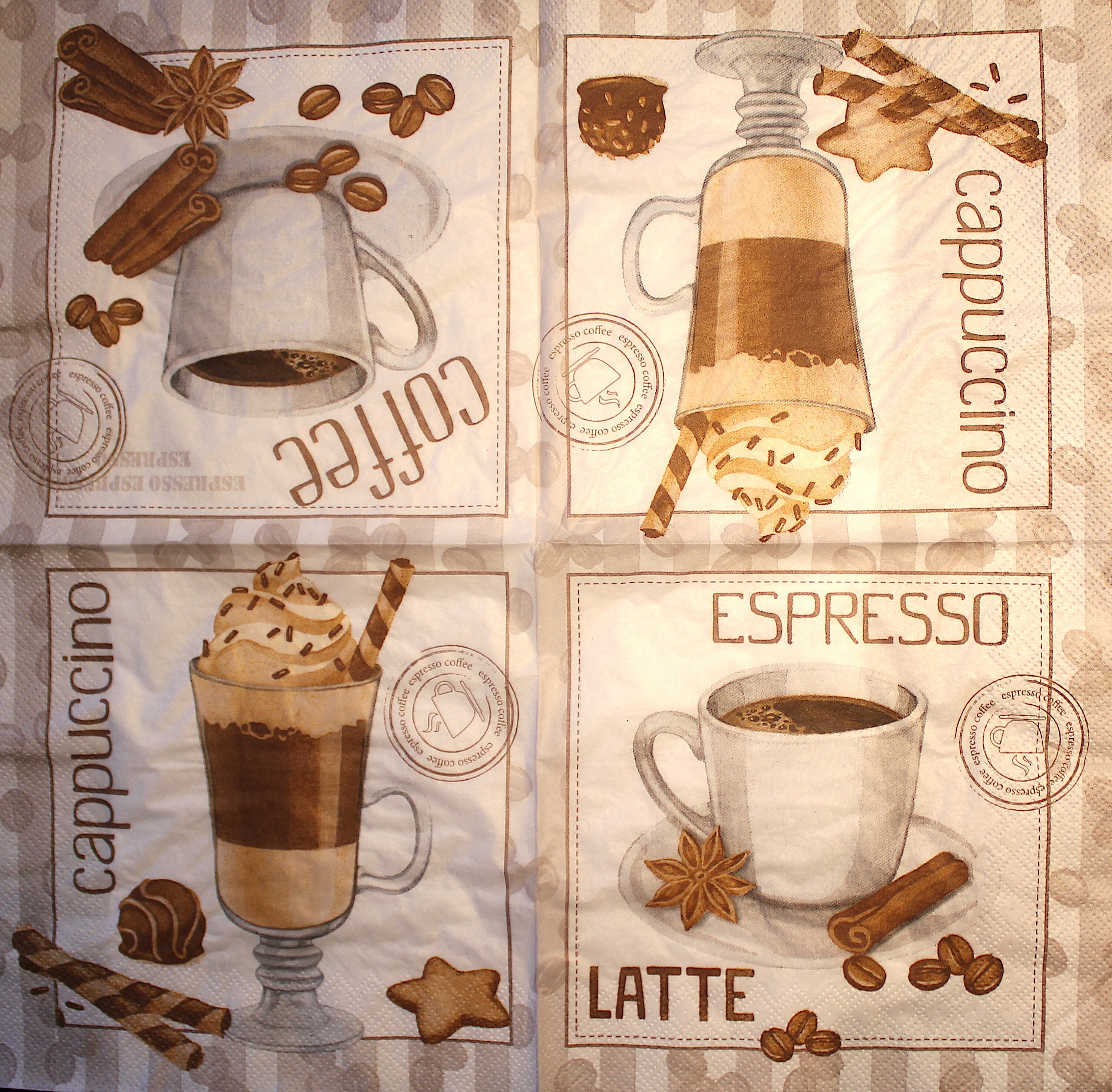 4 Paper Napkins for decoupagePaper Napkins with coffeea cup | Etsy