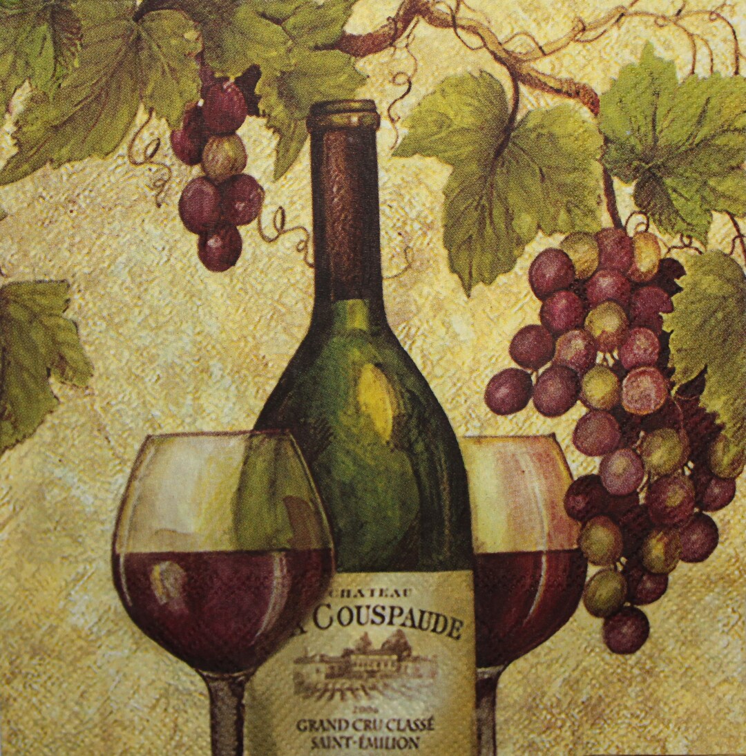 4 Paper Napkins,paper Napkins for Decoupage,paper Napkins With Grapes ...