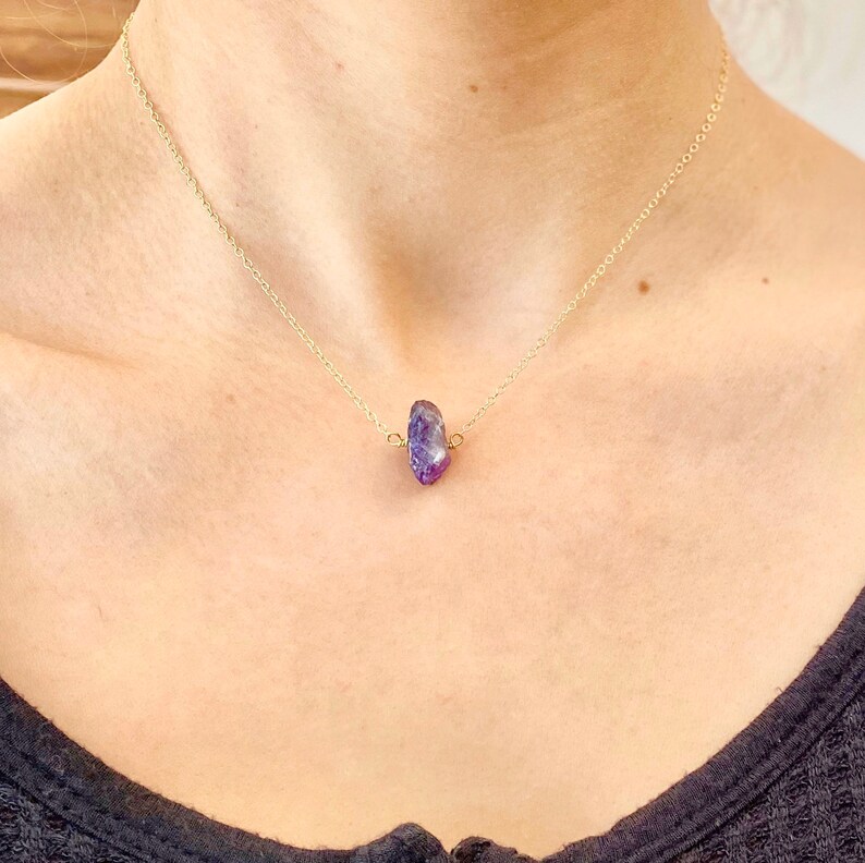 Raw Amethyst Necklace Raw Stone Necklace Amethyst Pendant | Etsy