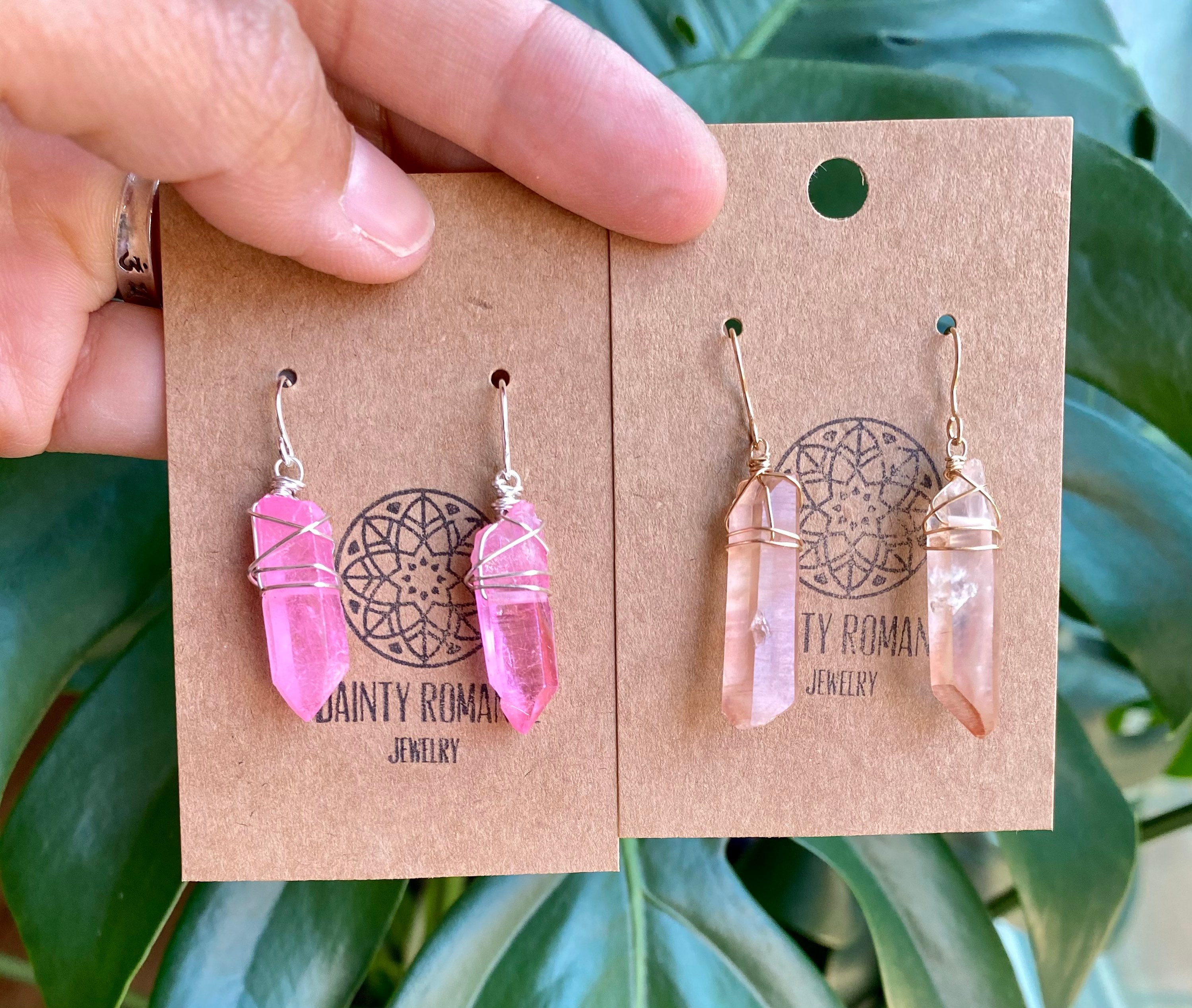 Crystal Point Earrings Angel Aura Earrings Small Crystal | Etsy