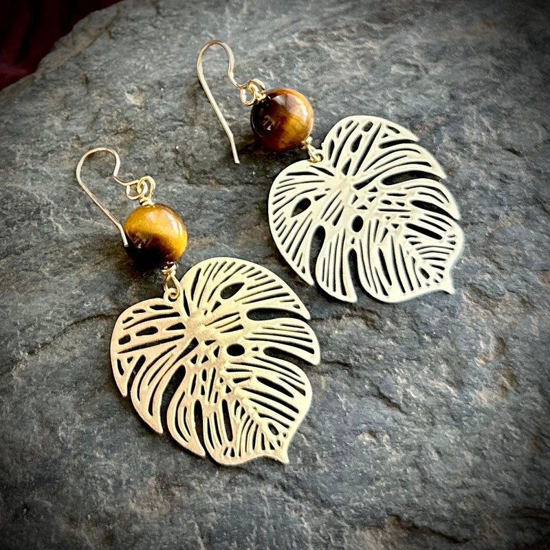 Monstera Earrings - Etsy