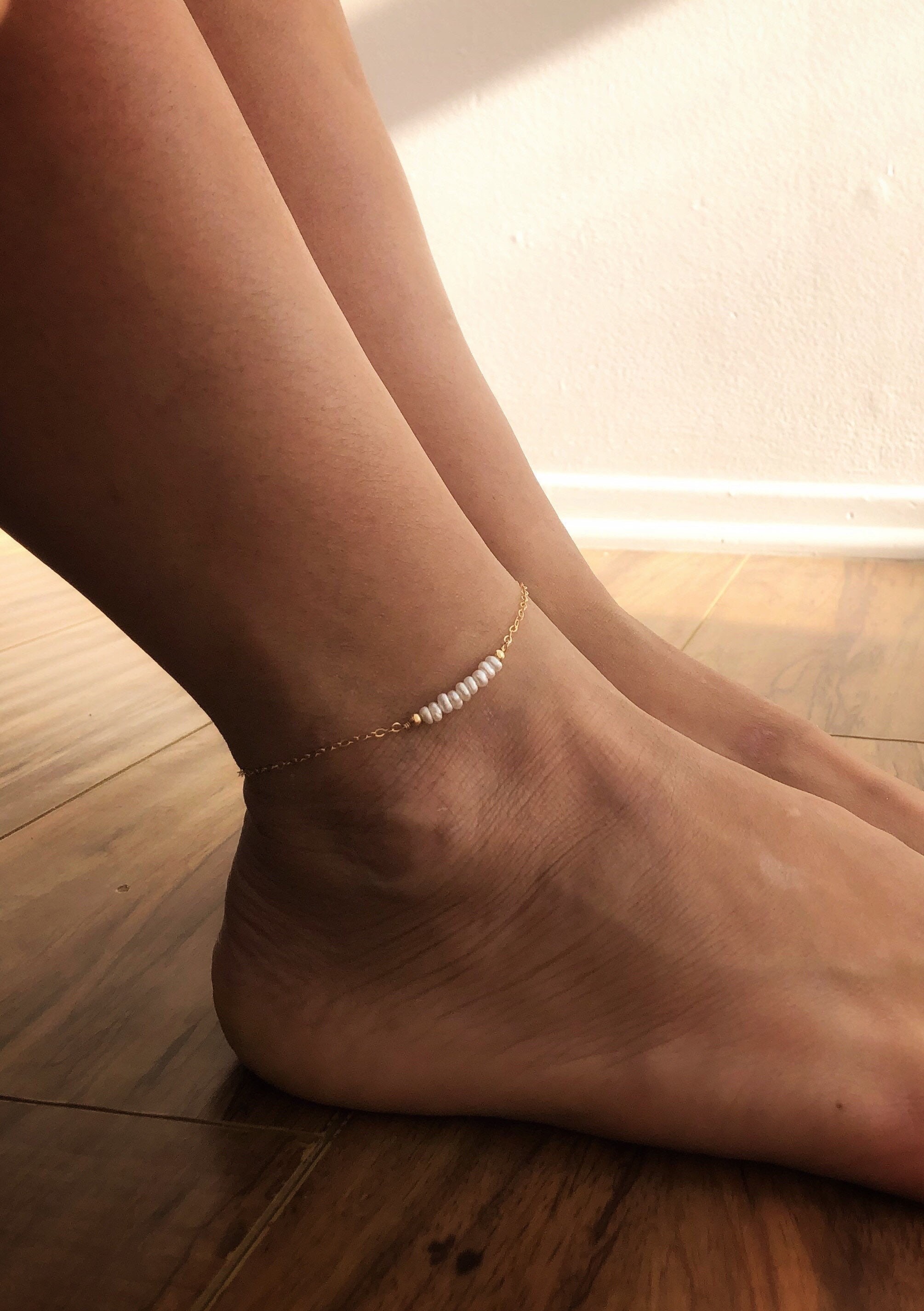 Fresh Water Pearl Anklets Dainty Pearl Anklets Simple Pearl | Etsy