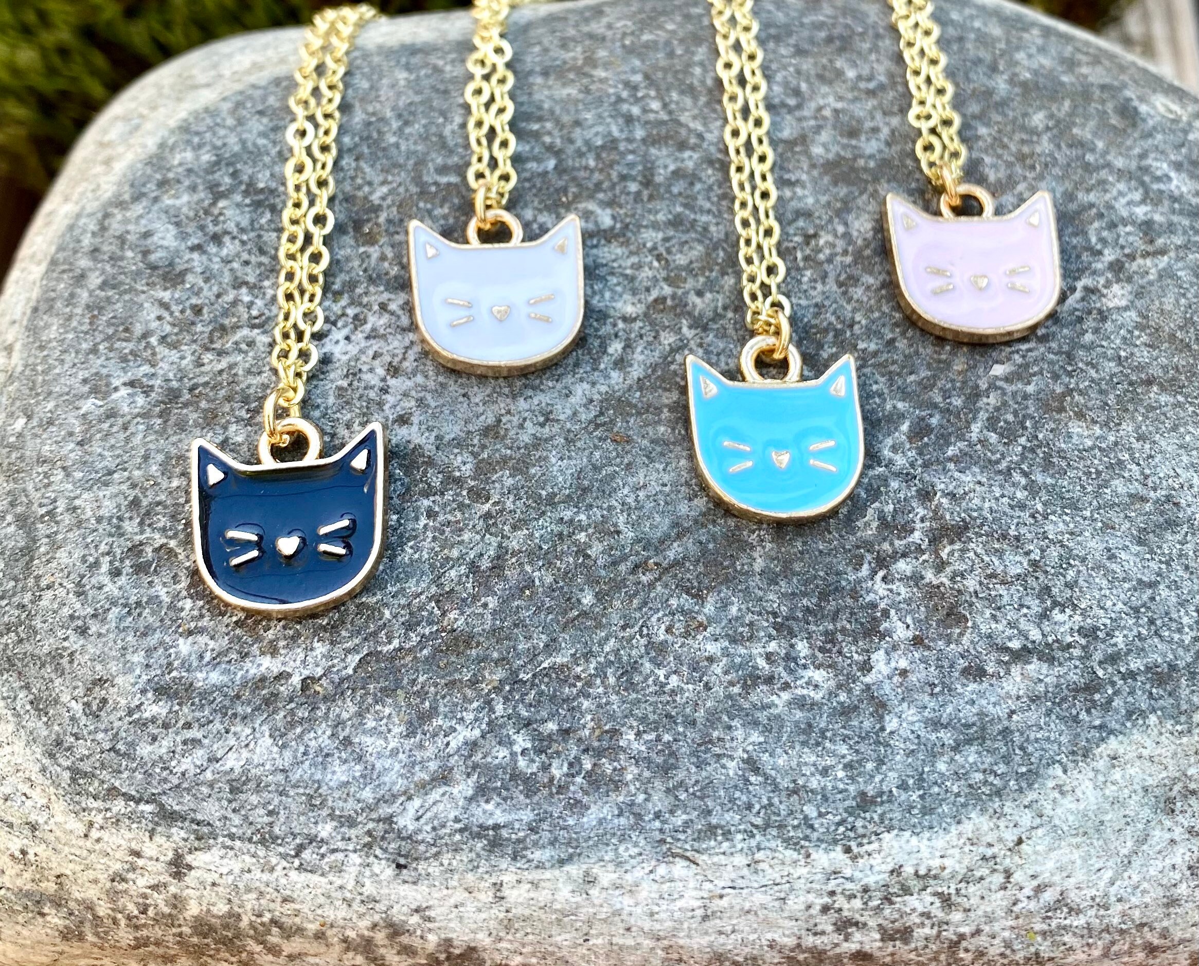 Cat necklace black cat necklace cat charm necklace cat | Etsy