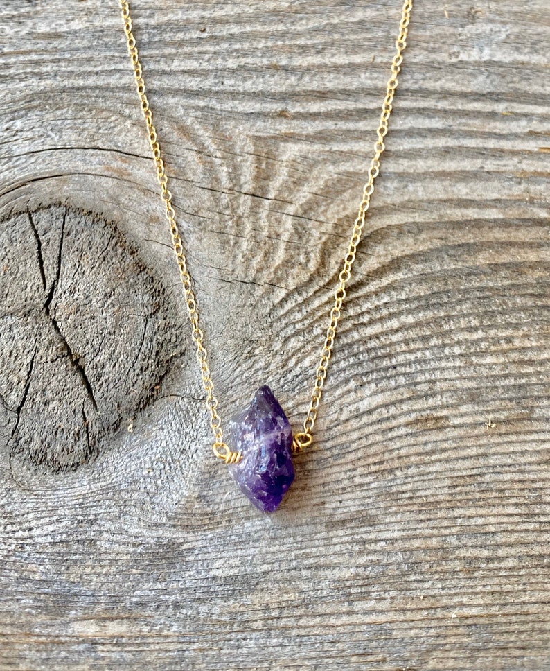 Raw Amethyst Necklace Raw Stone Necklace Amethyst Pendant | Etsy