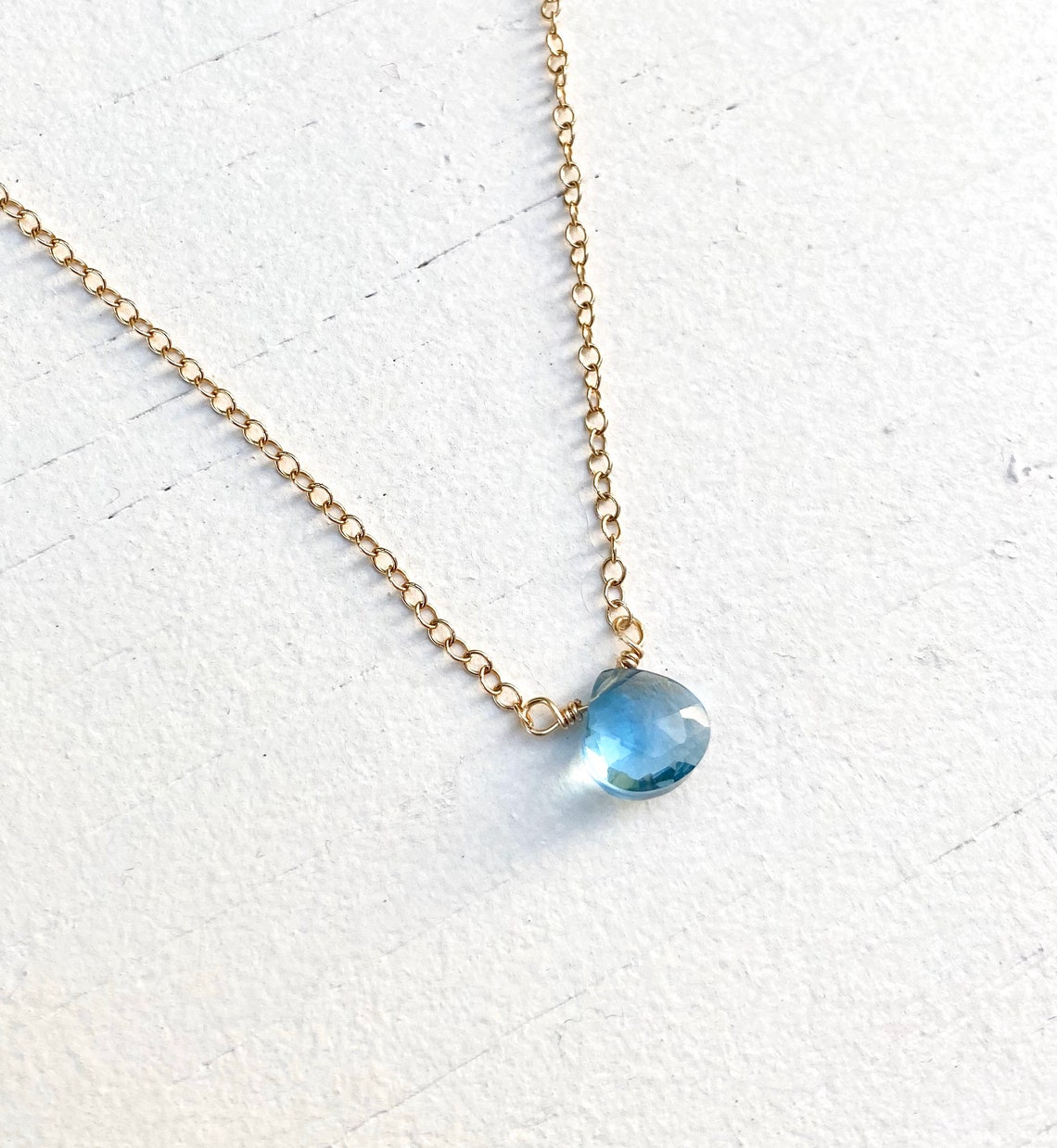 Blue Topaz Necklace, Blue Crystal Necklace, December Birthstone ...