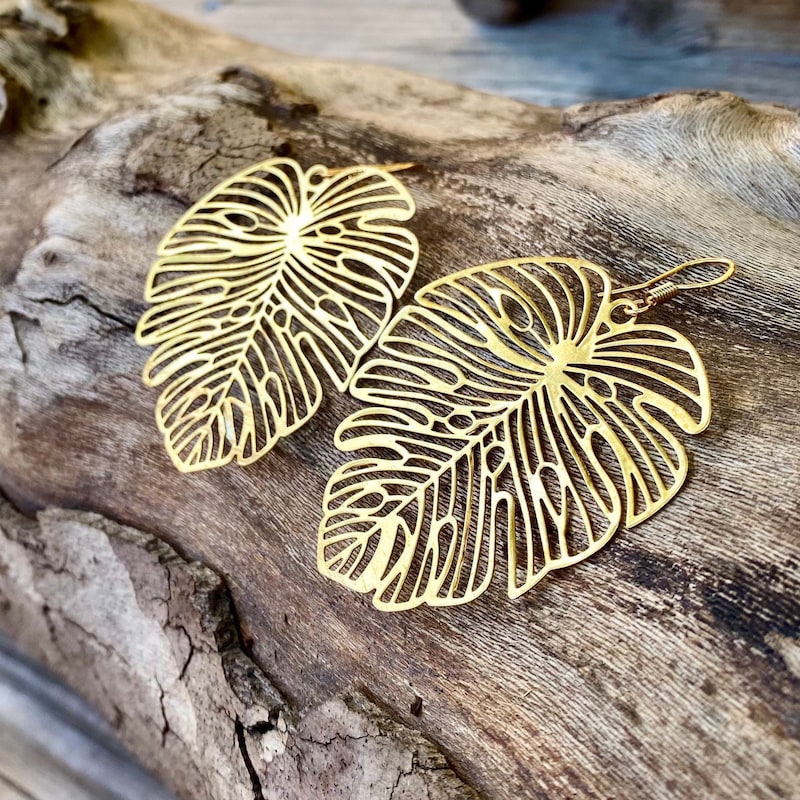 Monstera Earrings - Etsy