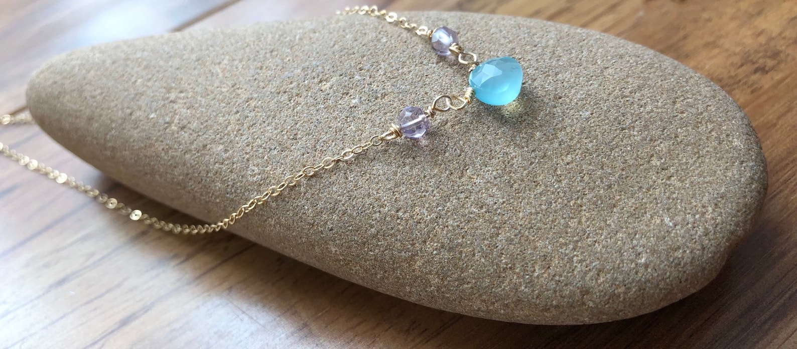 Blue Chalcedony Necklace, Amethyst Necklace, February Birthstone ...