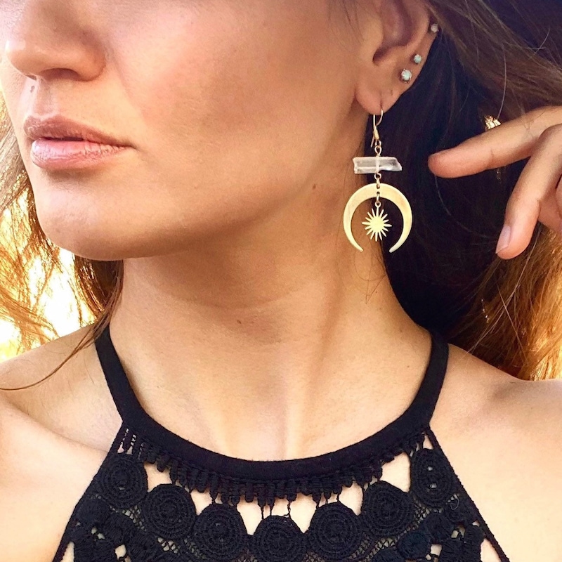 Moon Earrings - Etsy