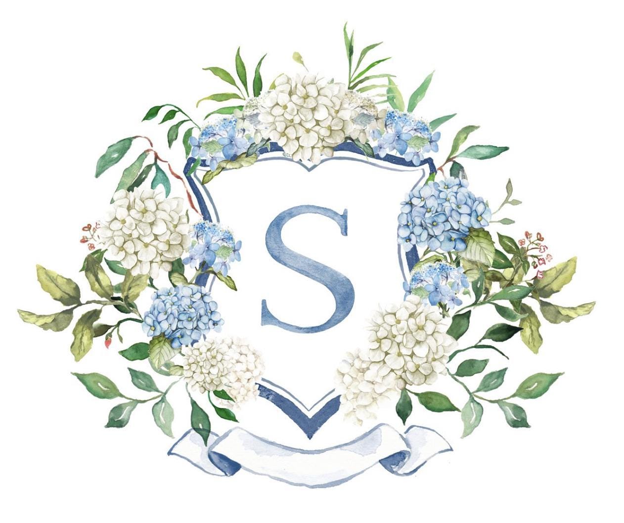 Classic Hydrangea Crest Perfect for Wedding Stationery, Baby ...