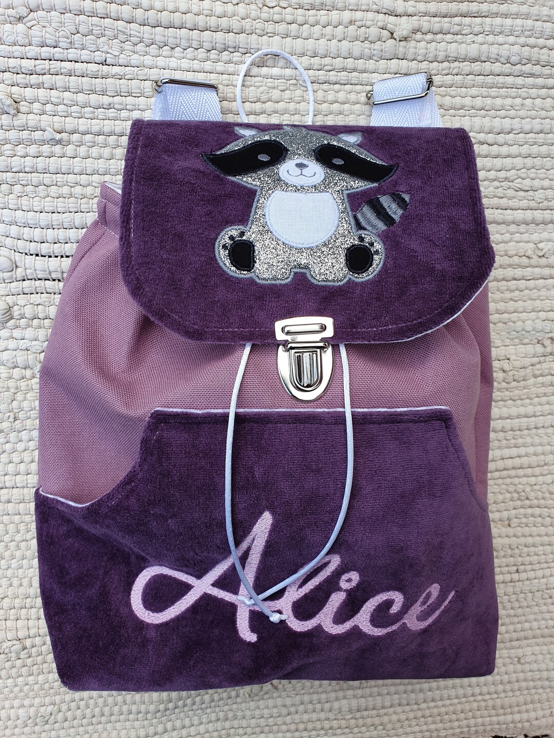 Embroidered and Customizable Raccoon Backpack for Children - Etsy