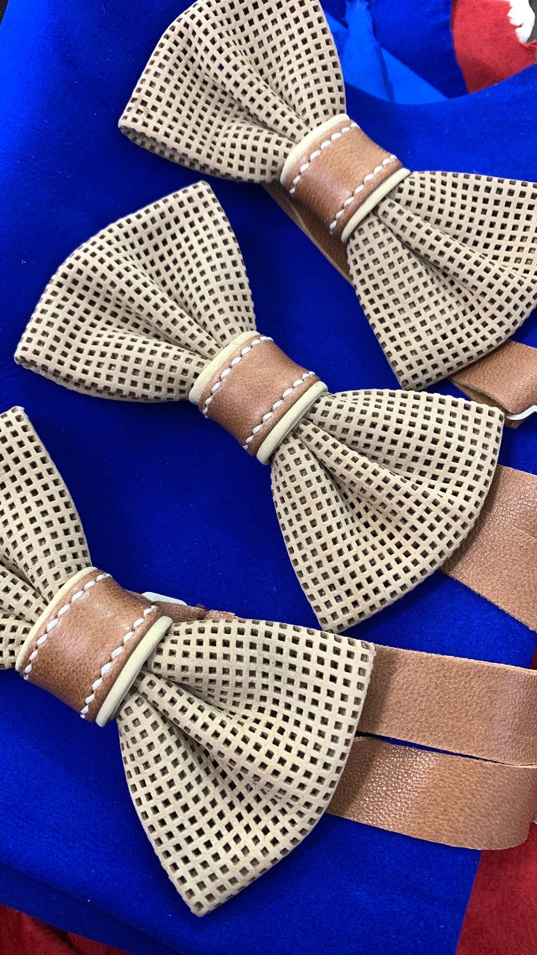 Men's Leather Bow Tie/ Cream Color Bow Ties/ Suit Accessory/ Formal ...