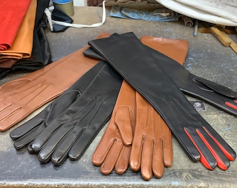 Long Leather Gloves / Bespoke Opera Gloves / Leather Gloves / Gloves for Her / Ladies Extra-long ...