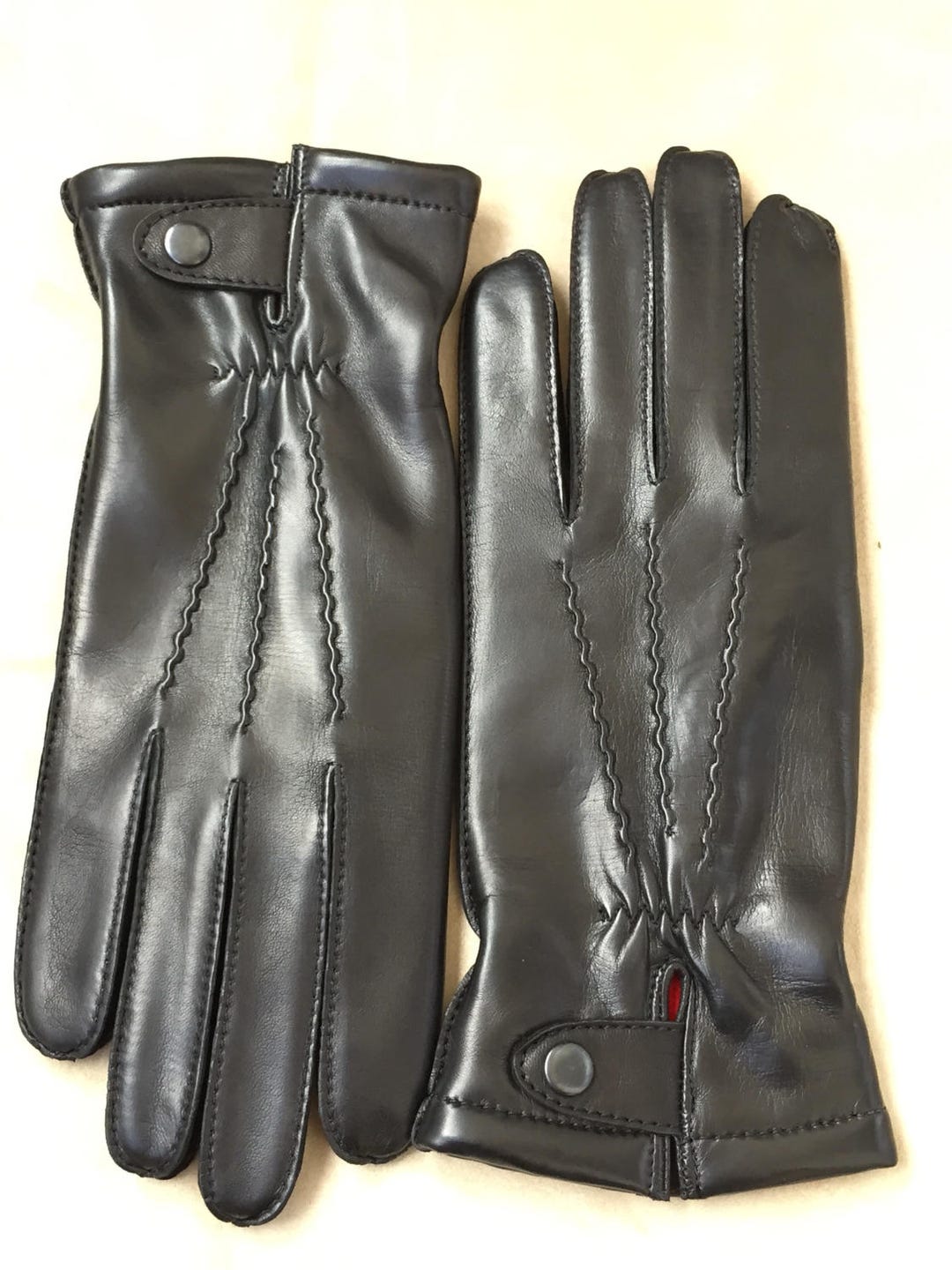 Men's Leather Gloves/ Black Leather Gloves/ Italian Leather Gloves ...