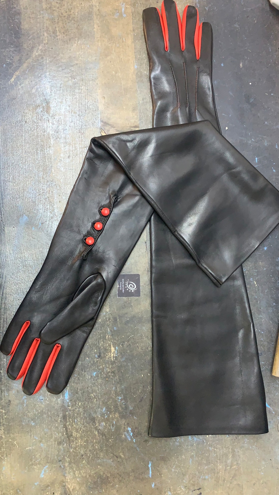 Long Leather Gloves / Bespoke Opera Gloves / Leather Gloves / Gloves for Her / Ladies Extra-long ...