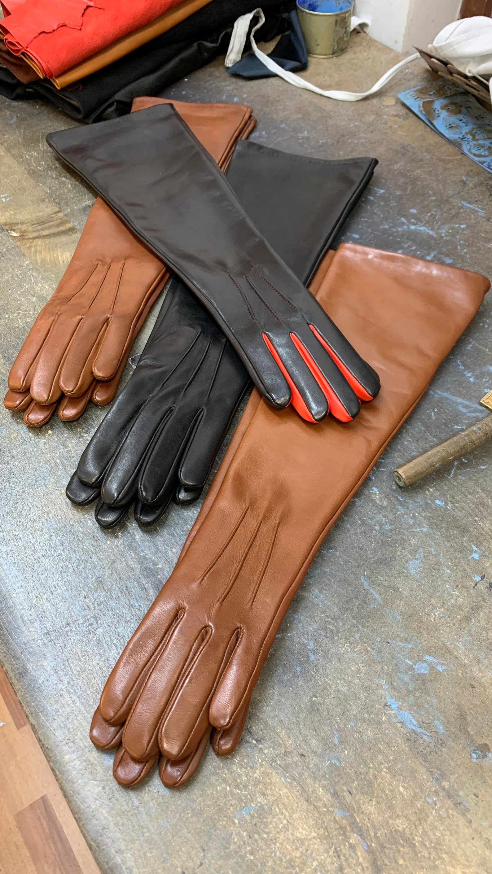 Opera Long Leather Gloves / Bespoke Opera Gloves / Leather - Etsy