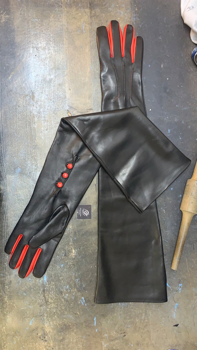 Long Leather Gloves / Bespoke Opera Gloves / Leather Gloves / Gloves for Her / Ladies Extra-long ...