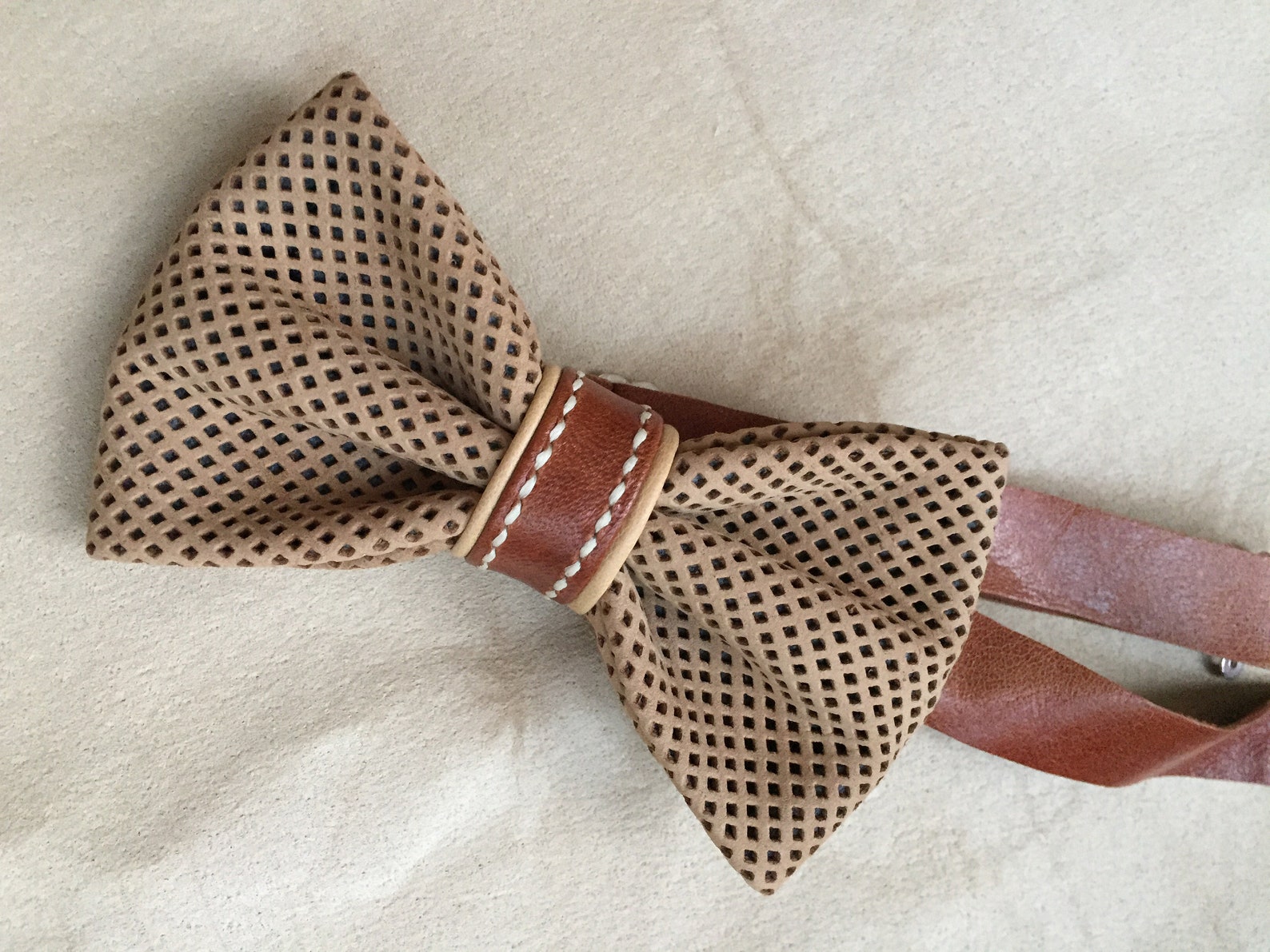 Men's Leather Bow Tie/ Cream Color Bow Ties/ Suit Accessory/ Formal ...