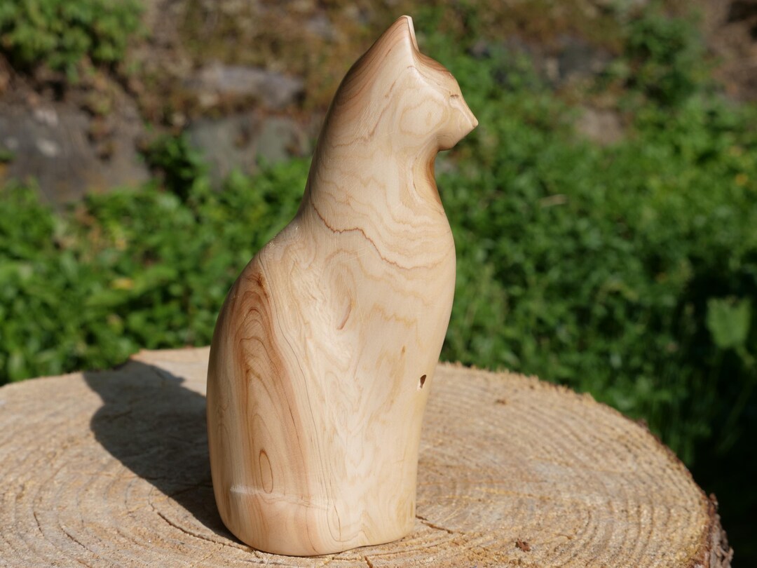 Hand Carved Juniper Cat - Etsy