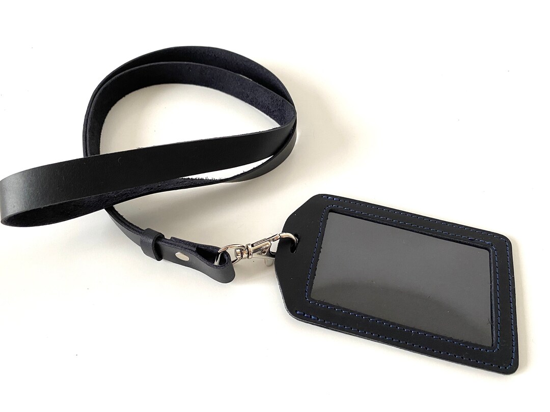 Leather Lanyard With Name Holder. Lanyard for Keys. Leather Badge ...