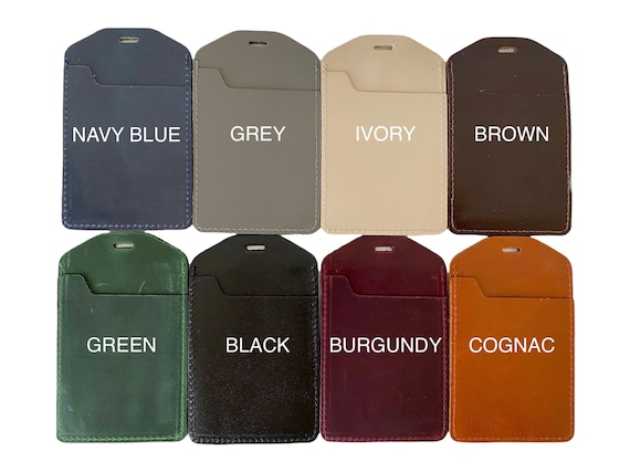 Personalized Leather Id Card Holder Lanyard With Card Pocket. - Etsy