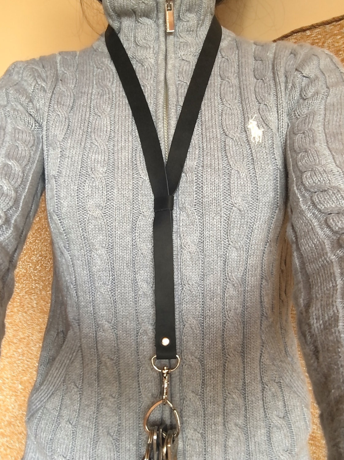 Leather Neck Strap, Neck Lanyard, Leather Lanyard. Grey Leather Lanyard ...