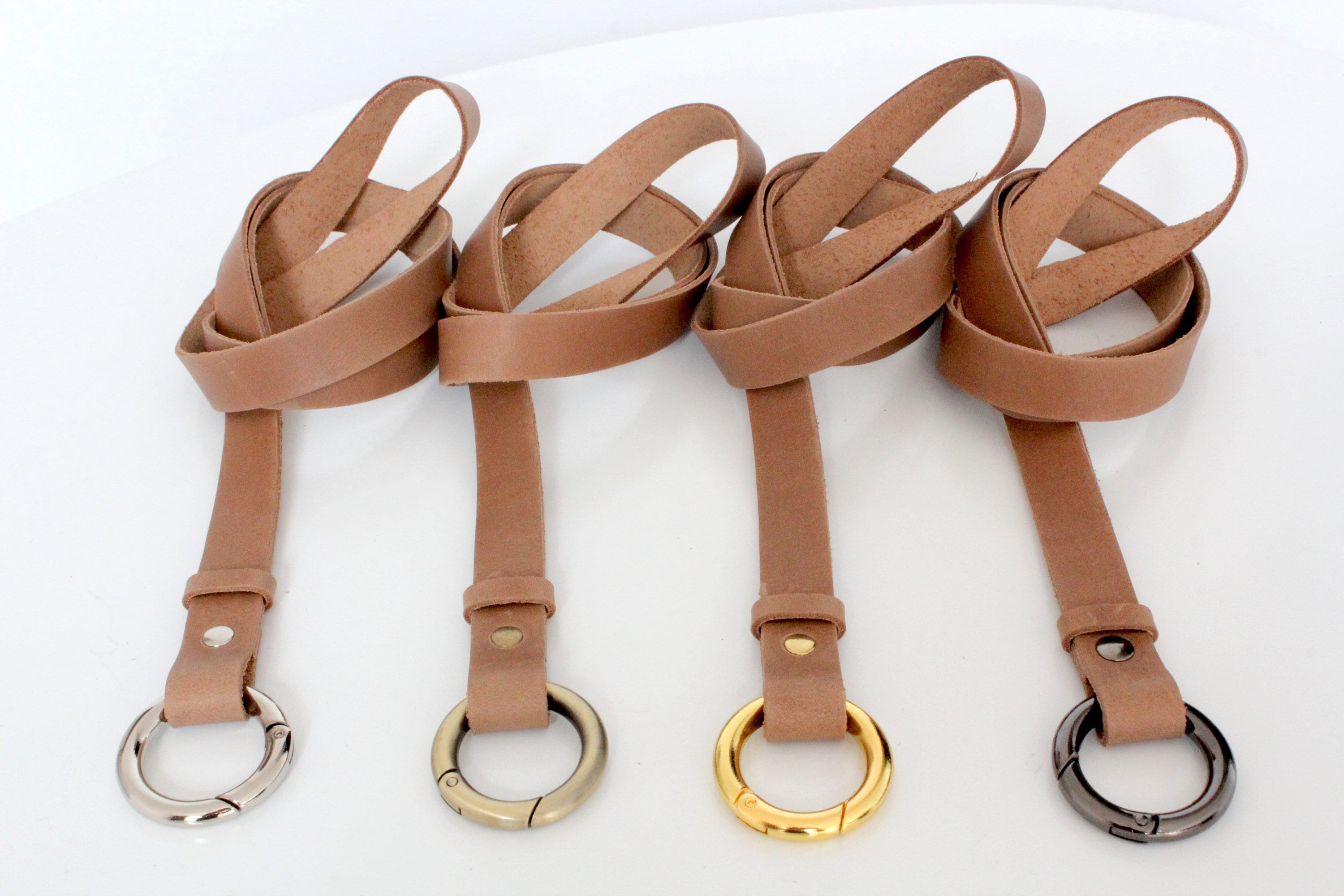 Brown Leather lanyard with strong black keyring | Etsy