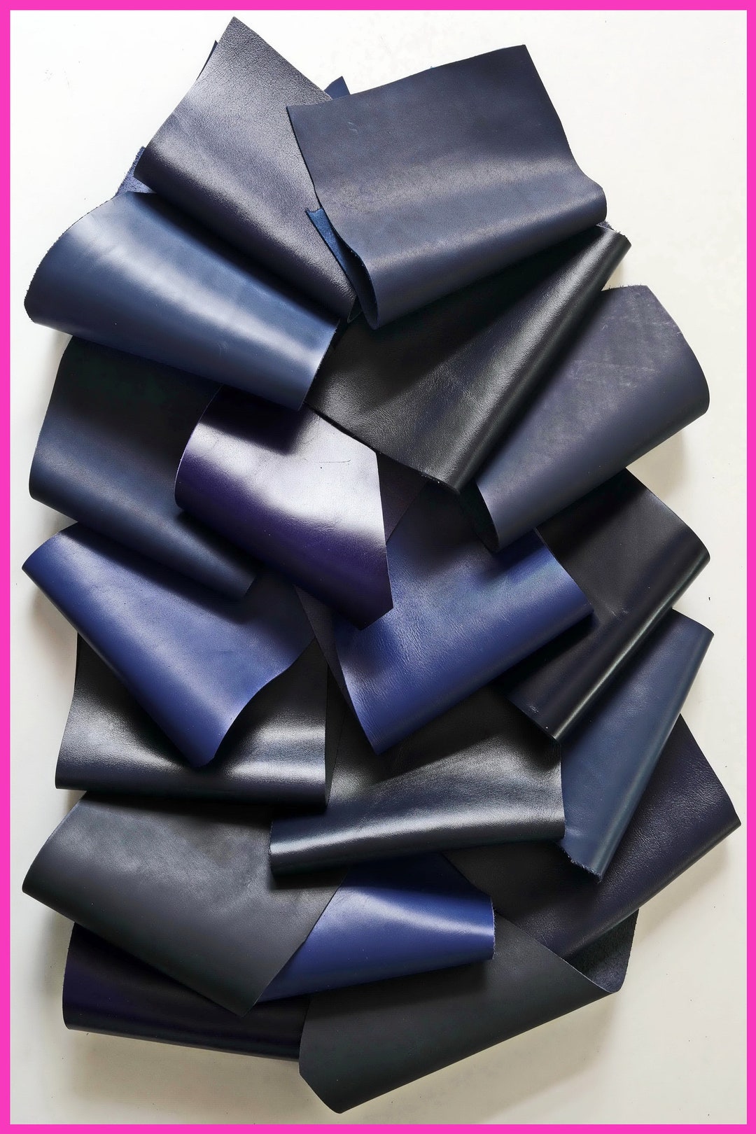 SMOOTH Calf SCRAPS Bag, Solid Color Different Tones of Blue, Softness ...