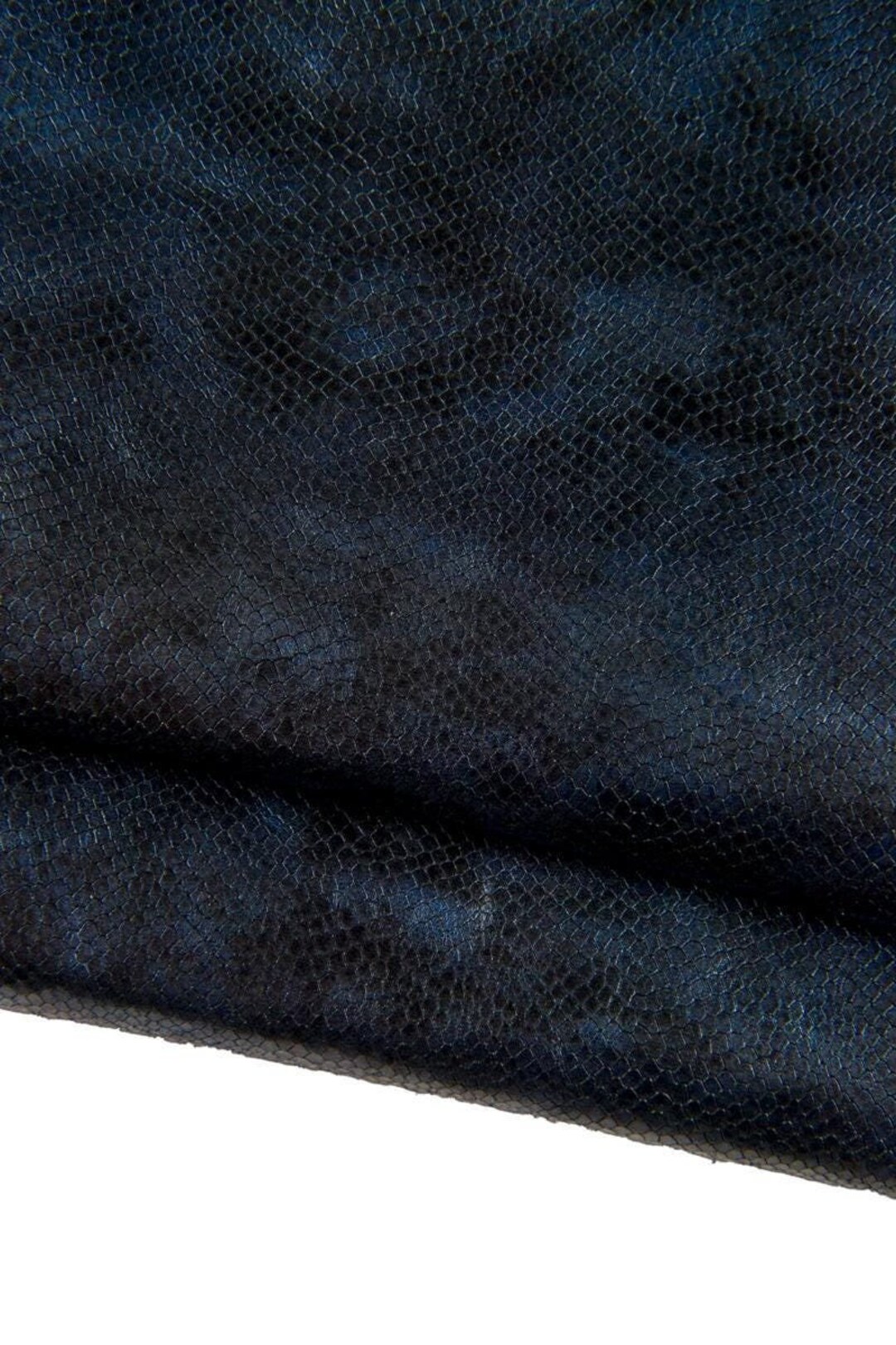 Blue Black SNAKES Printed Leather Skin, Glossy CLOUDY Python Embossed ...