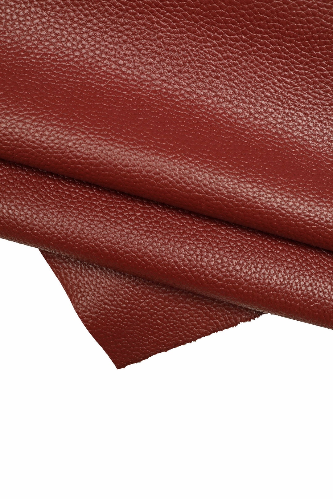 RED Textured Grain Leather, Embossed Thick Cow, PEBBLE Grain Dark Red ...