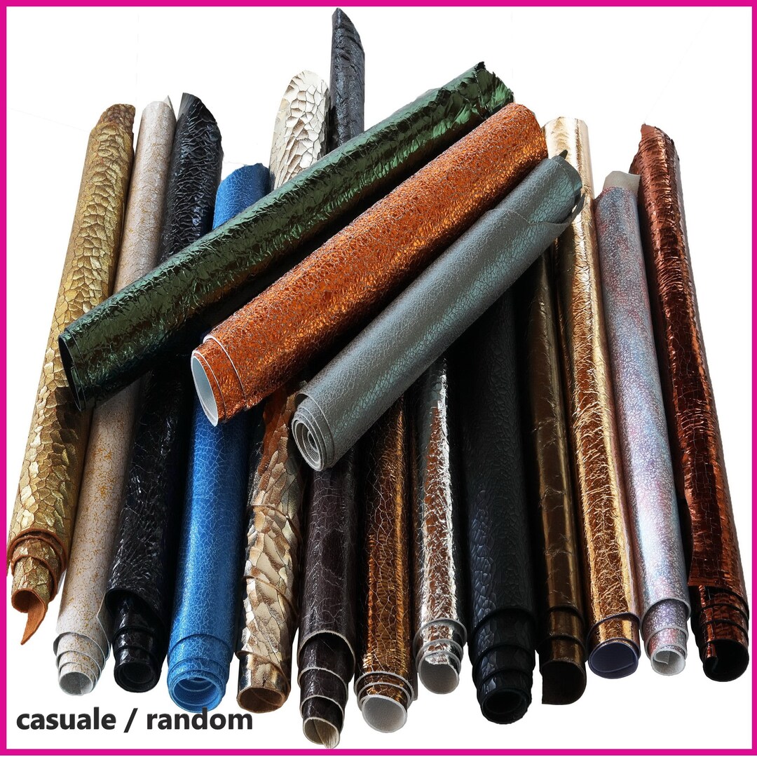 Mix Leather Scraps - CRACKLED Effect, Metallic and Not, Crakle Pieces ...