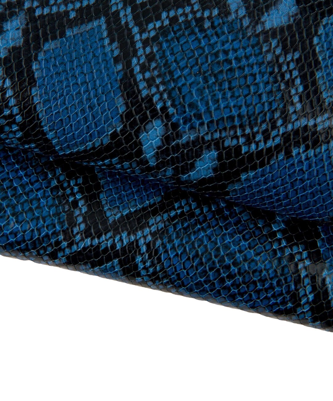 Blue PYTHON Textured Leather Skin, Reptile Printed Goatskin, Snake ...