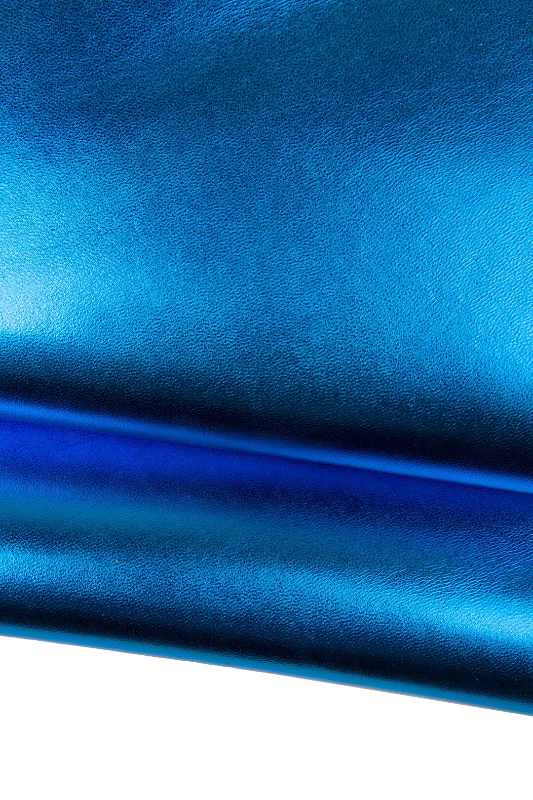 Light BLUE Leather Skin, Smooth METALLIC Goatskin, Glossy Sparkle ...