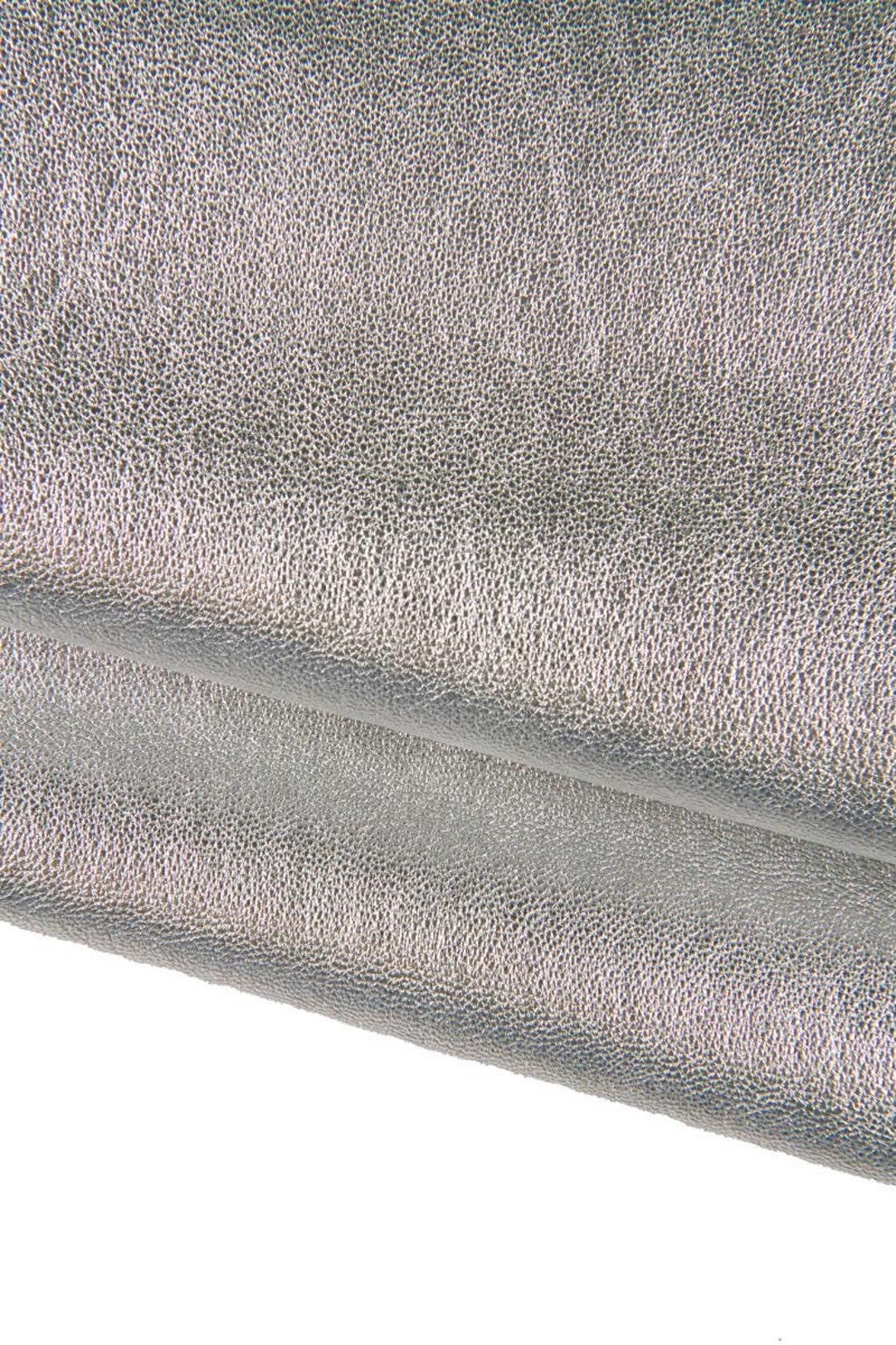 Soft GENUINE Silver Leather Hide, Luxurious Metallic Fine Grain ...