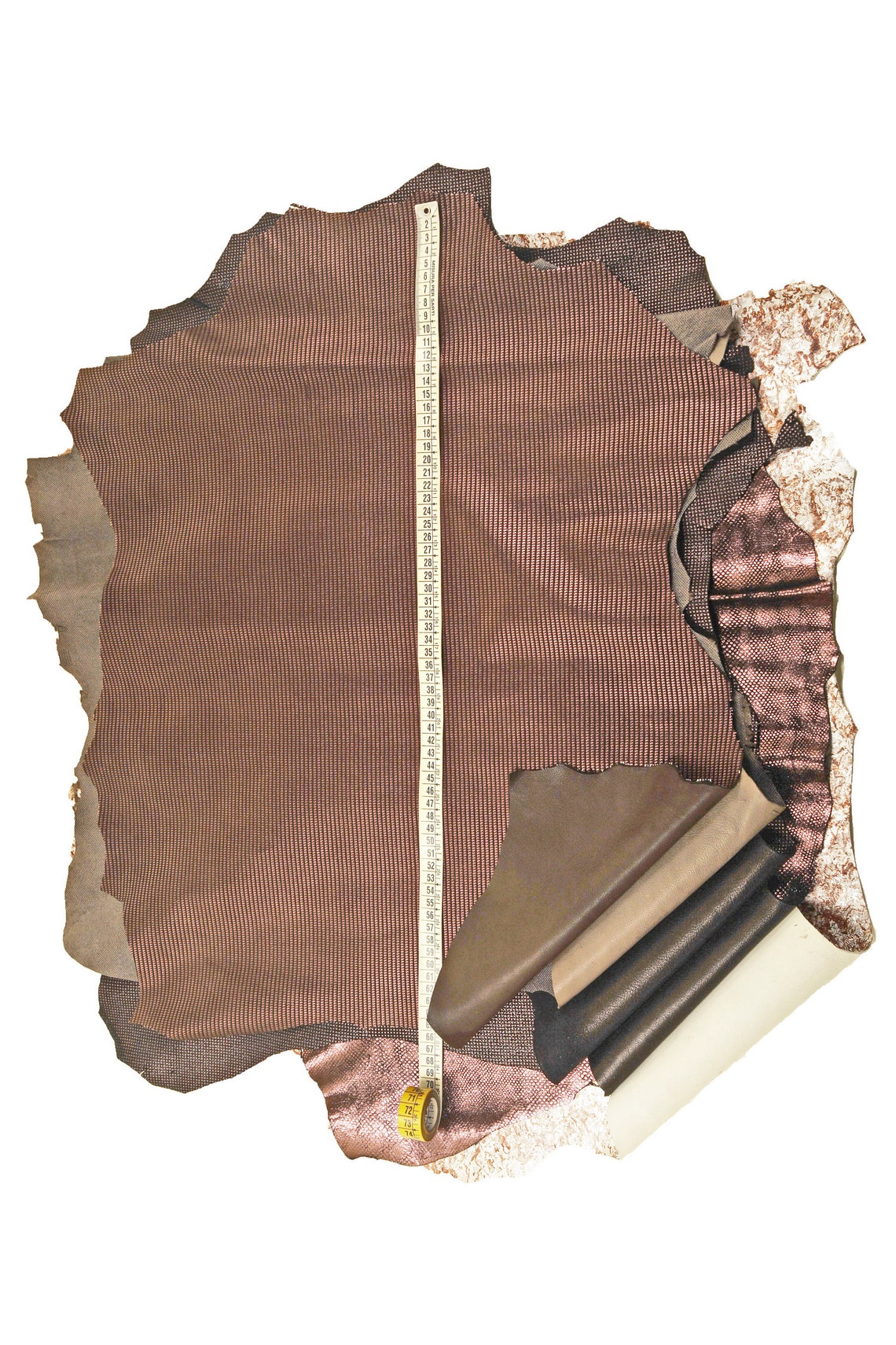 Copper METALLIC Leather Hide Bronze Textured Embossed Skin, Laminated ...