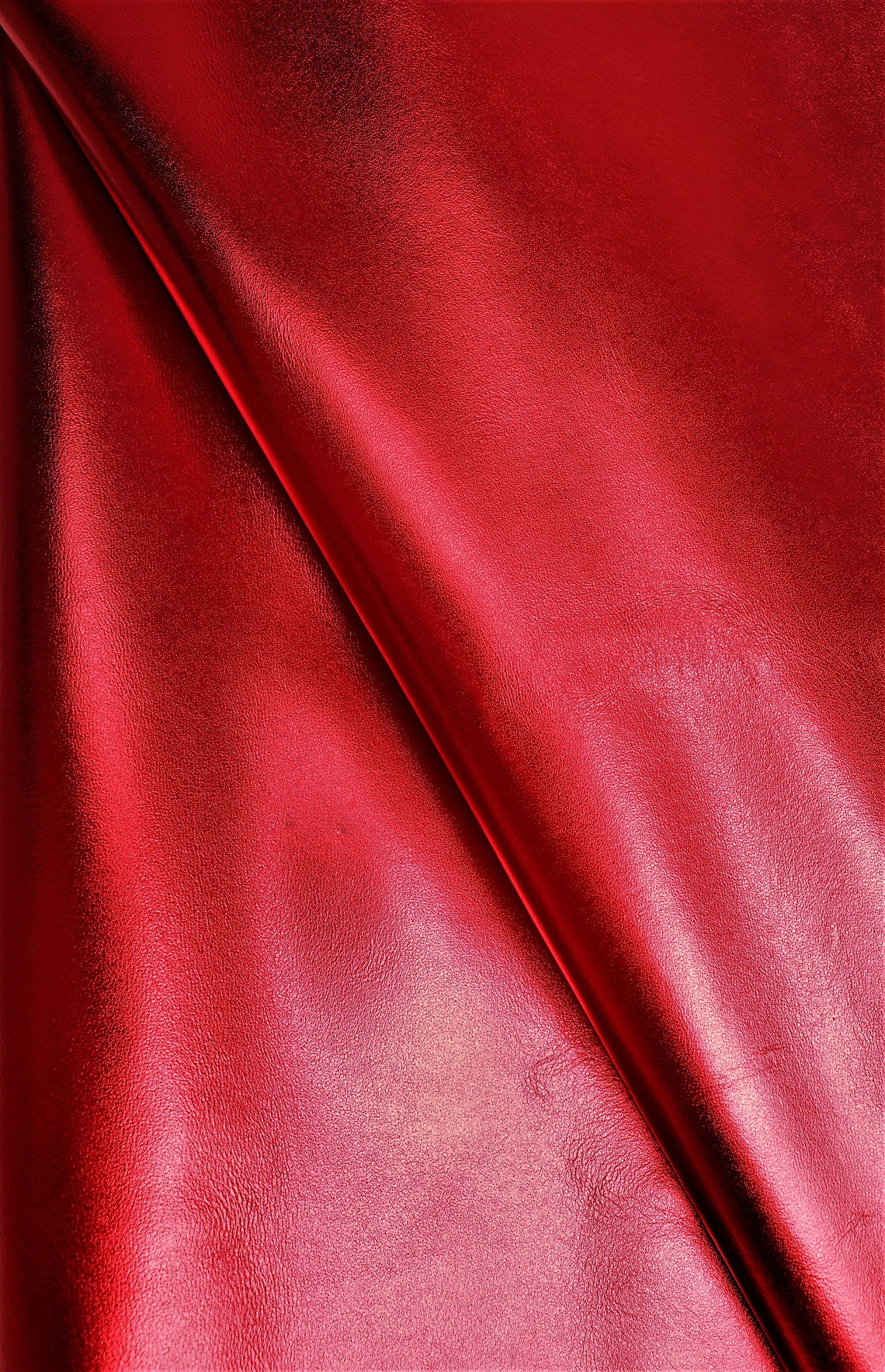 RED Metallic Leather Skin, Smooth Sparkle Goatskin, Bright Soft Hide ...