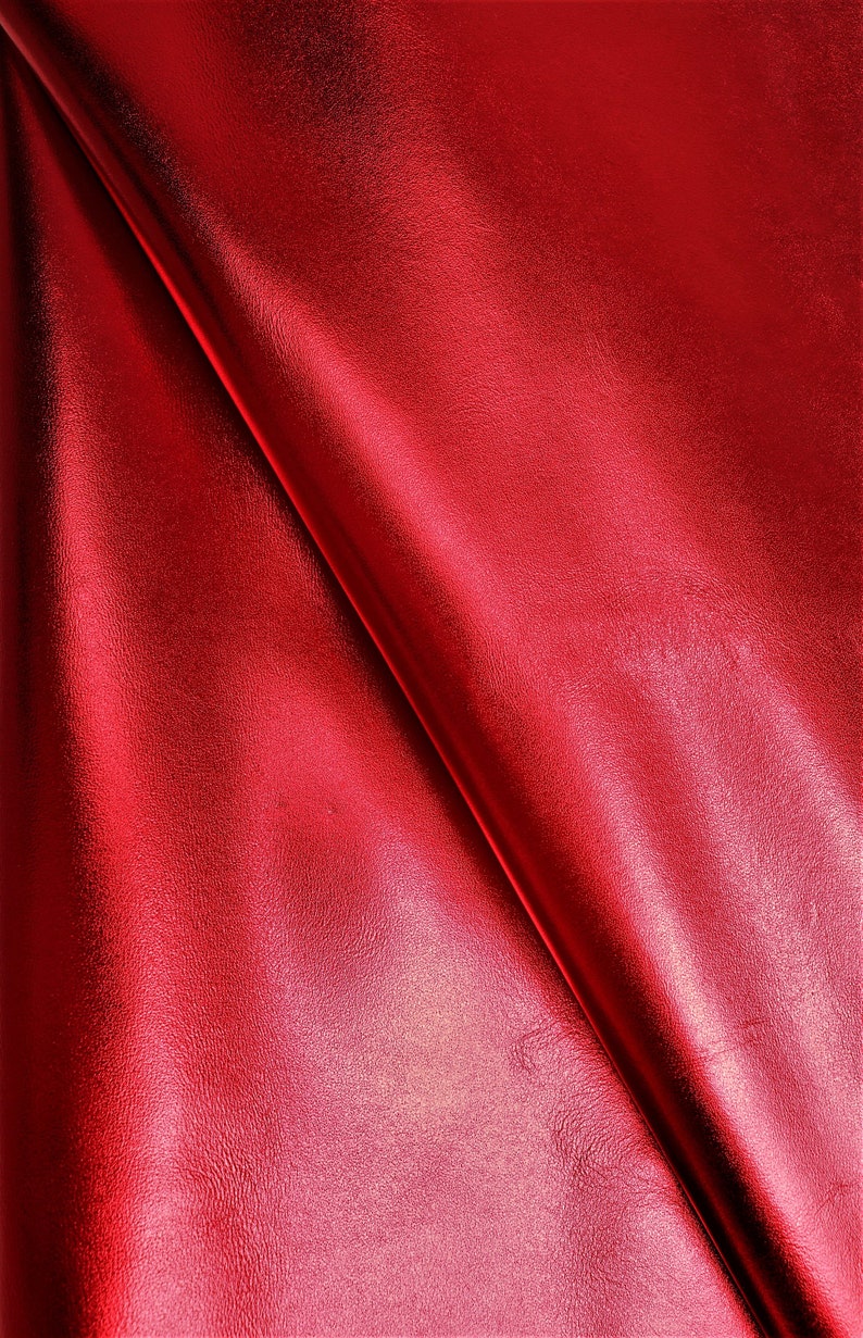 RED Metallic Leather Skin, Smooth Sparkle Goatskin, Bright Soft Hide ...