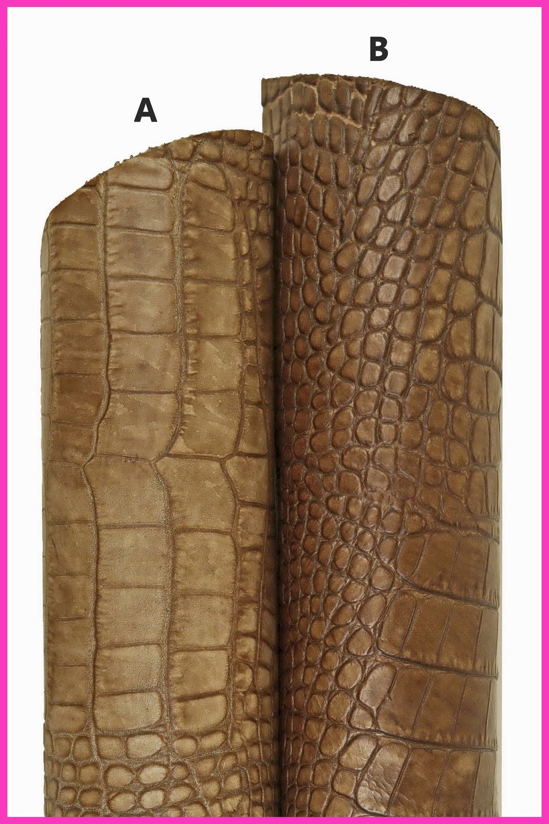 Brown CROCODILE Embossed Leather Hide, Animal Croc Print on Vintage ...