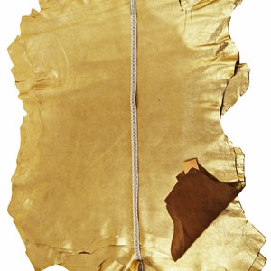 GOLD Metallic Sheepskin, Pebble Grain Golden Lambskin Bright Soft Skin ...